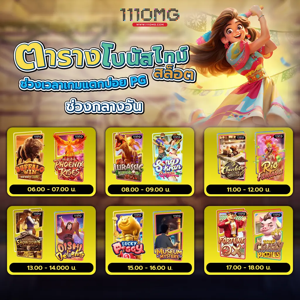 ตารางโบนัสไทม์สล็อต PG ล่าสุด
